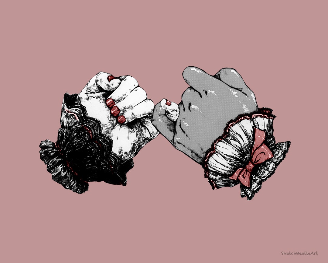 Art Print || 7 X 5 Inch Pinky Promise || Ink Drawing Print || EGL ...