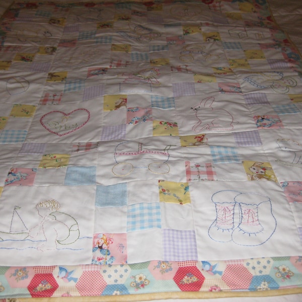 Embroidered Baby Quilt - Etsy
