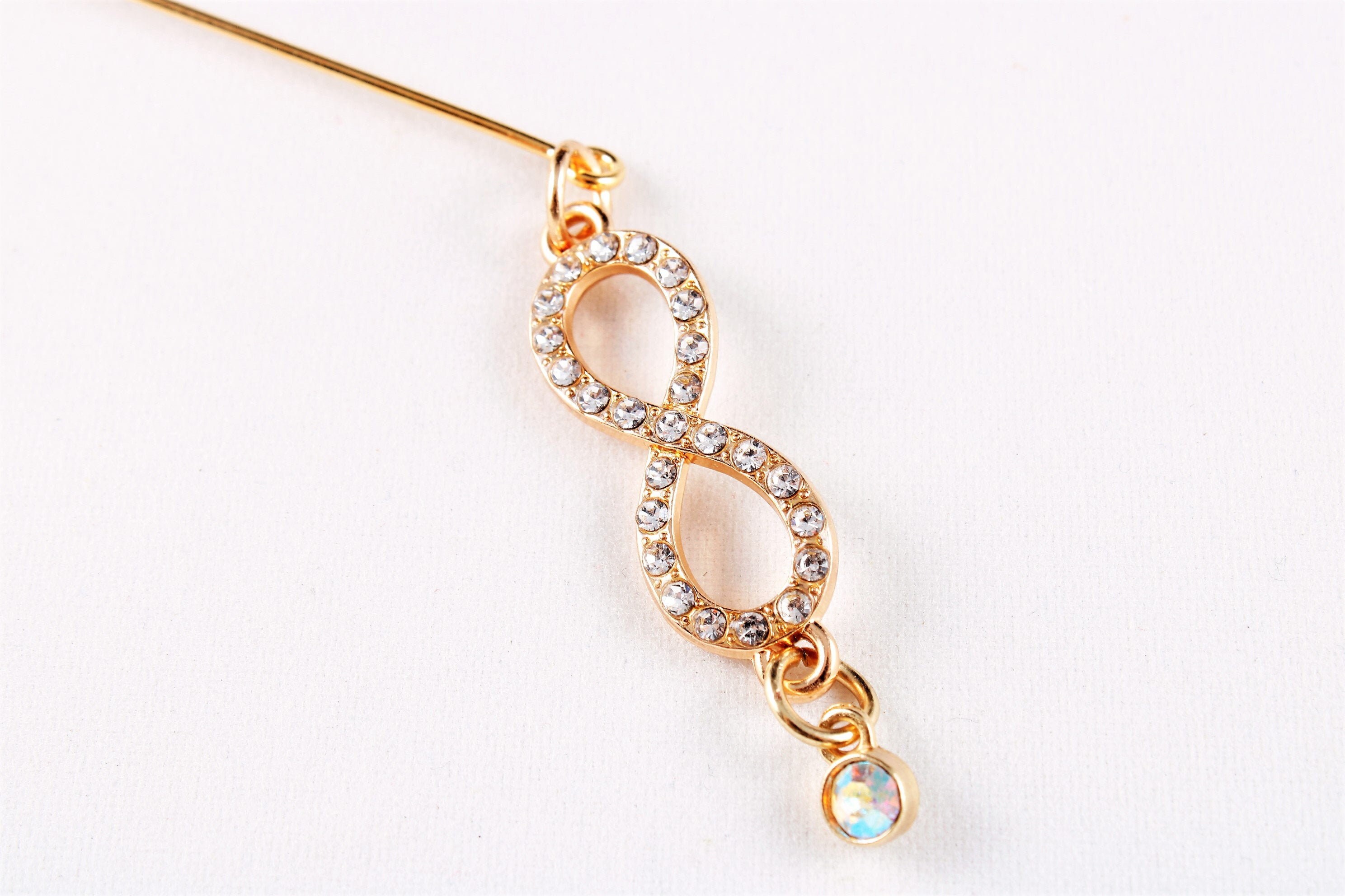 Golden Rhinestone Infinity Dangle Pin | Etsy