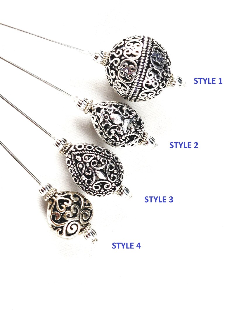 Antique Silver Plated Cut-out Designed Bead Pins - Etsy