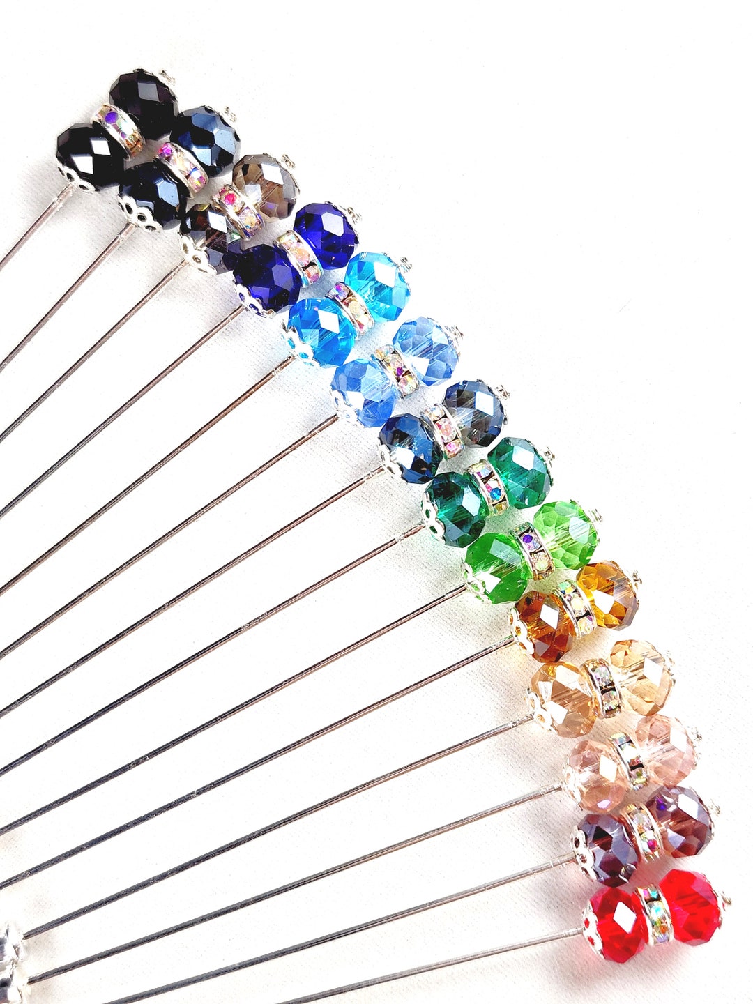 3 INCH Crystal and Rhinestone Beaded Stick Pin - Etsy