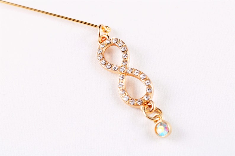 Golden Rhinestone Infinity Dangle Pin | Etsy