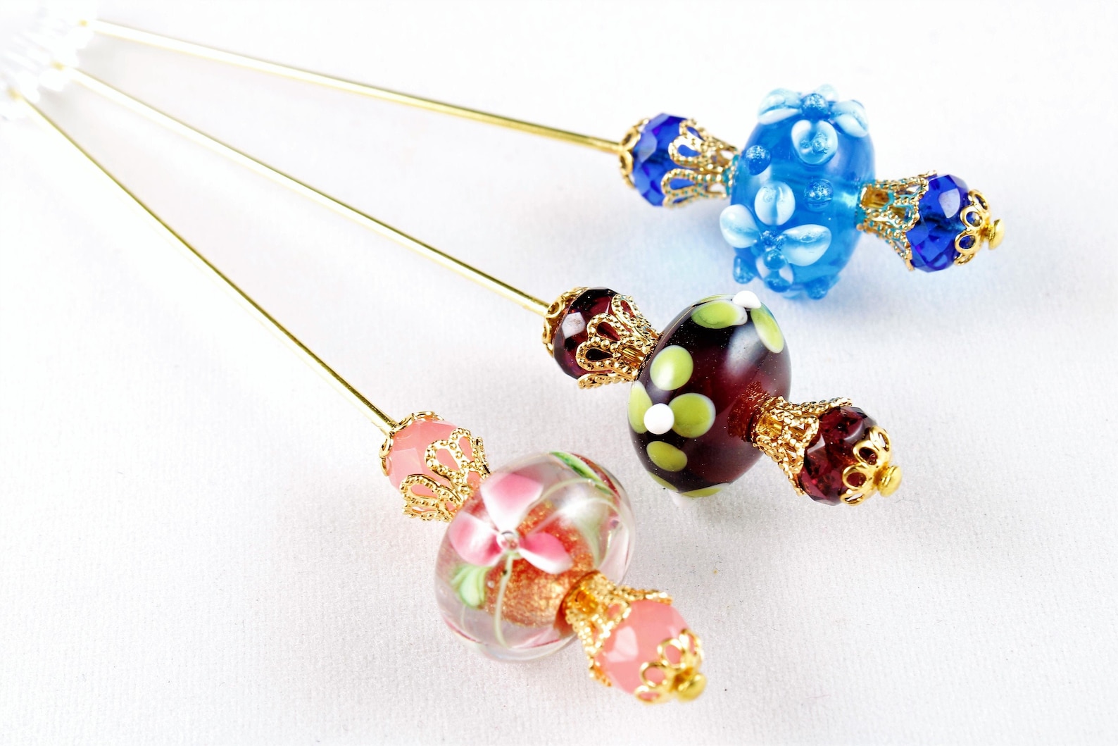 Lampwork & Czech Glass Beaded 3 Inch Stick Pin - Etsy