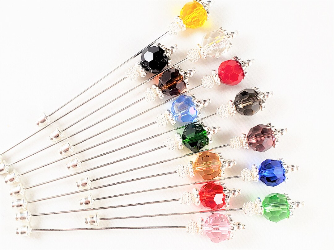 3 INCH Crystal Beaded Stick Pins - Etsy
