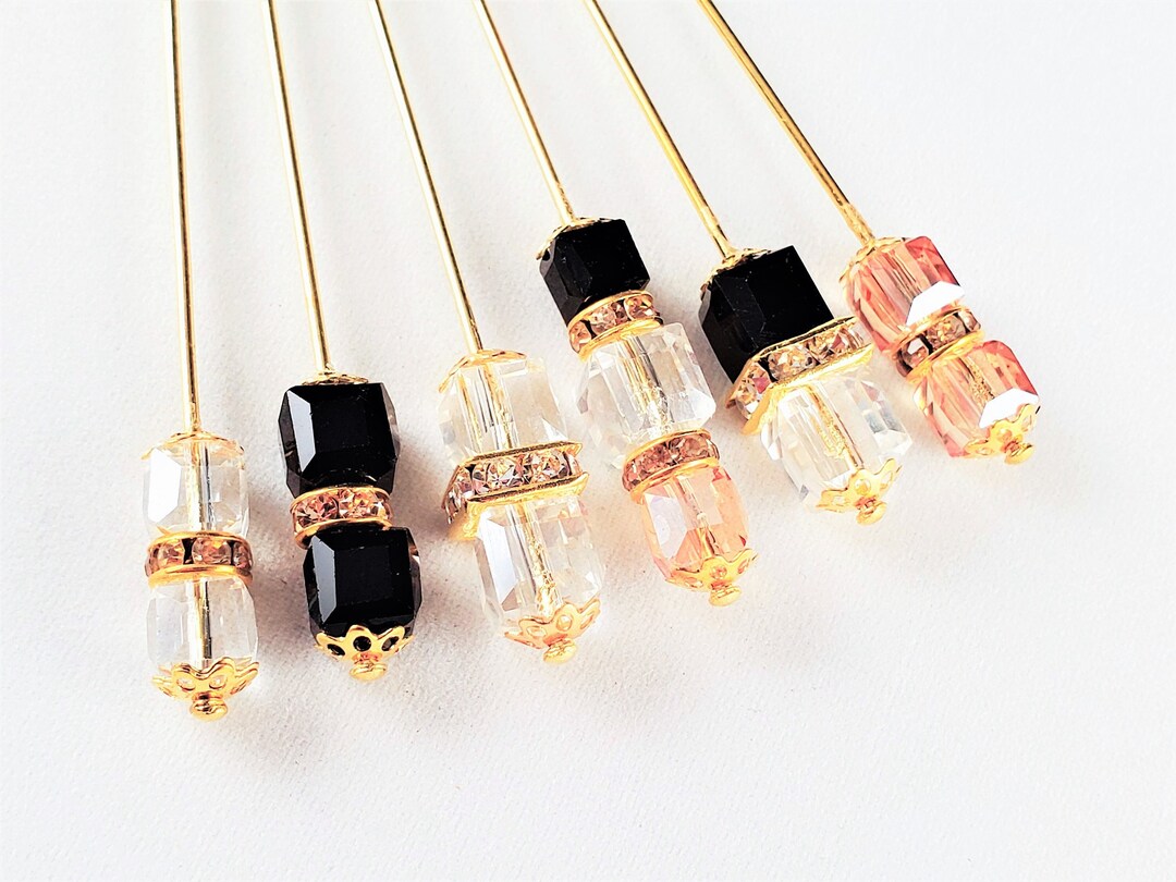 Silver Plated or Gold Finished Cube Crystals and Rhinestones Beaded 3 ...