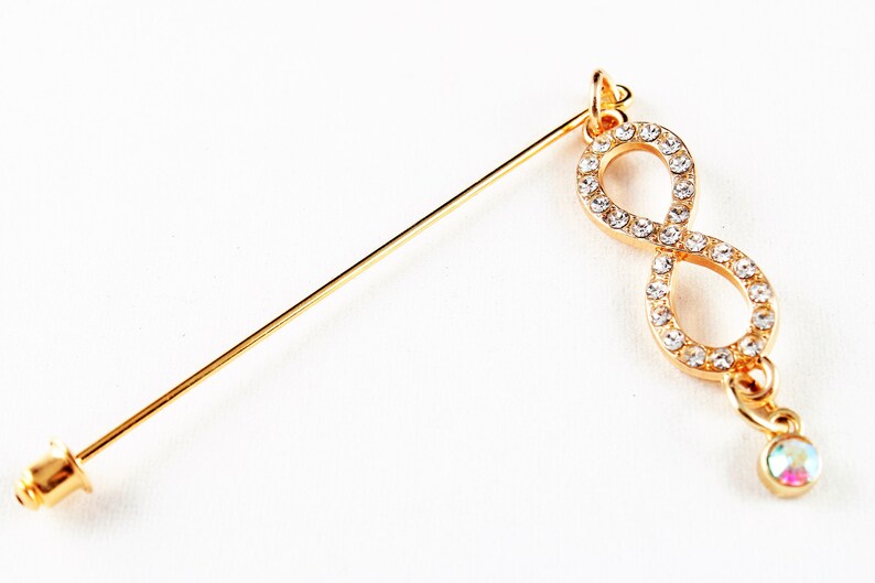 Golden Rhinestone Infinity Dangle Pin - Etsy