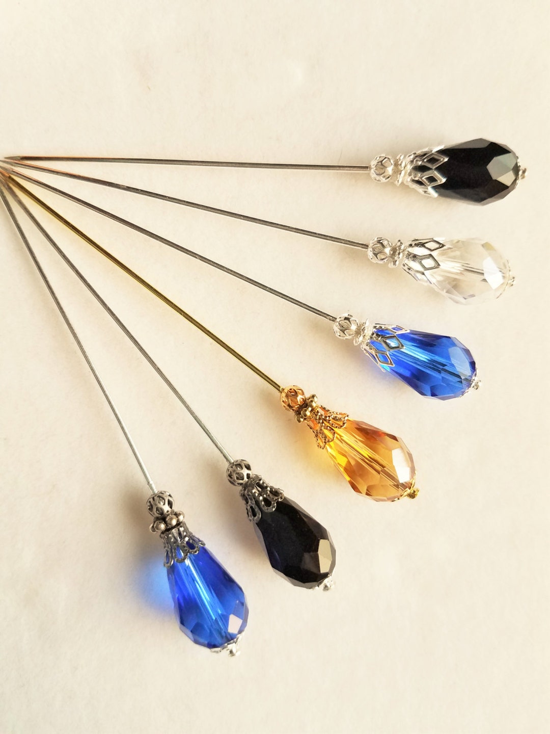 Large Crystal Teardrop Counting Pin/stick Pin - Etsy