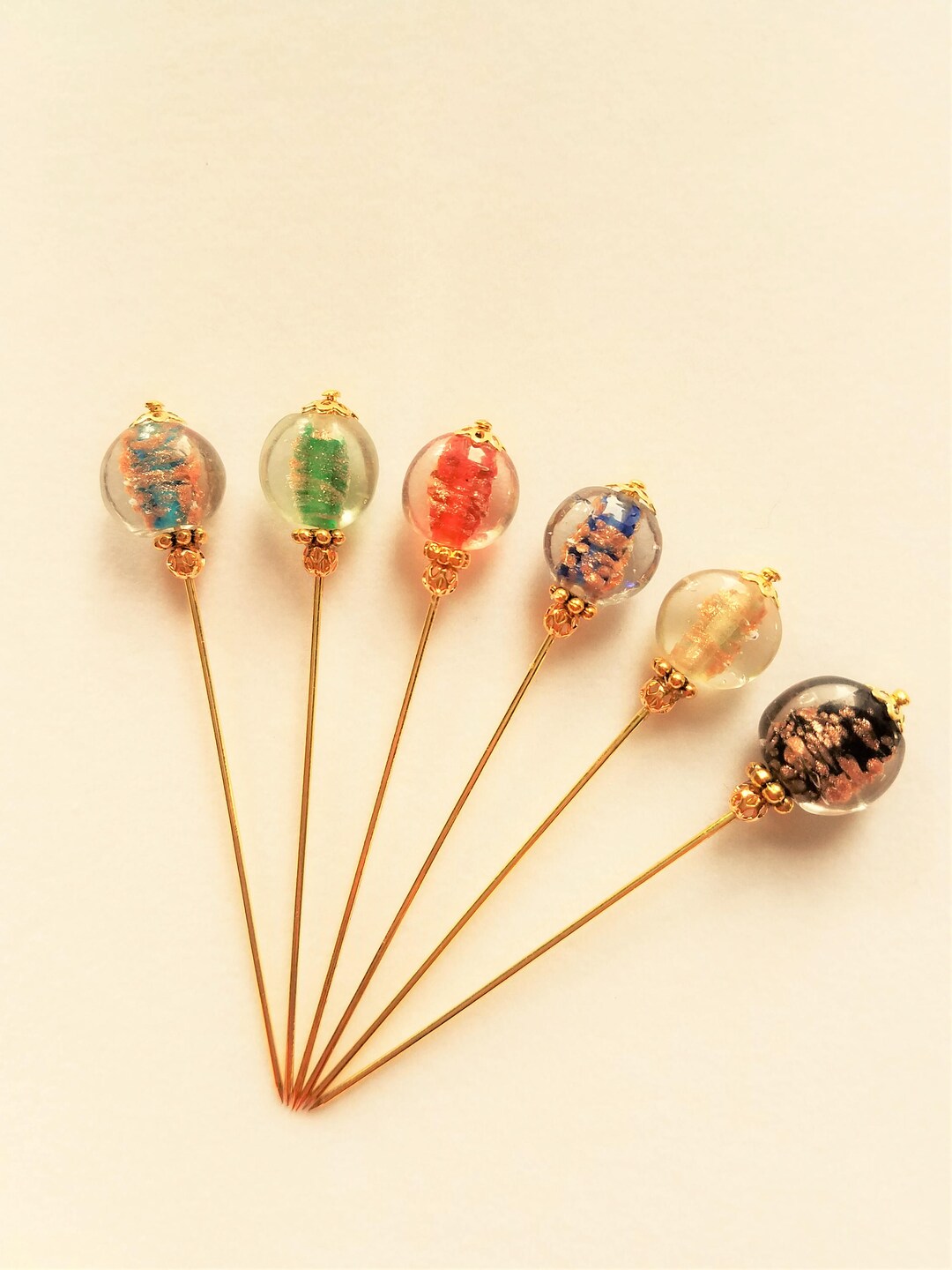Lampworked Glass Bead 3 Inch Stick Pin - Etsy