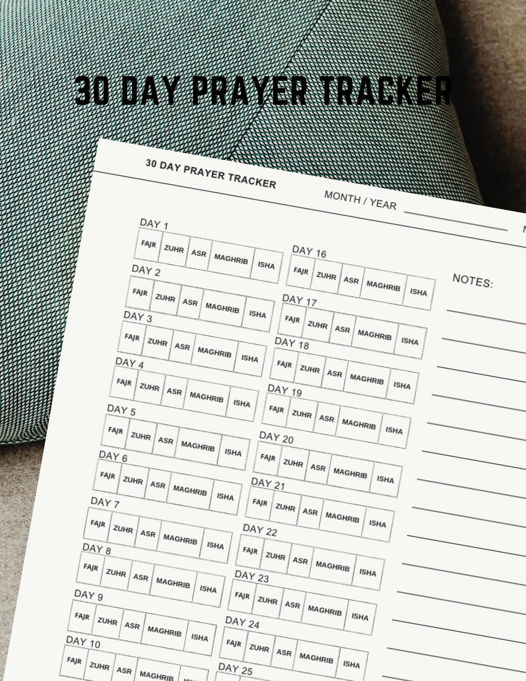 30-day Islamic Prayer Tracker | Printable Ramadan Salah Planner - Etsy ...
