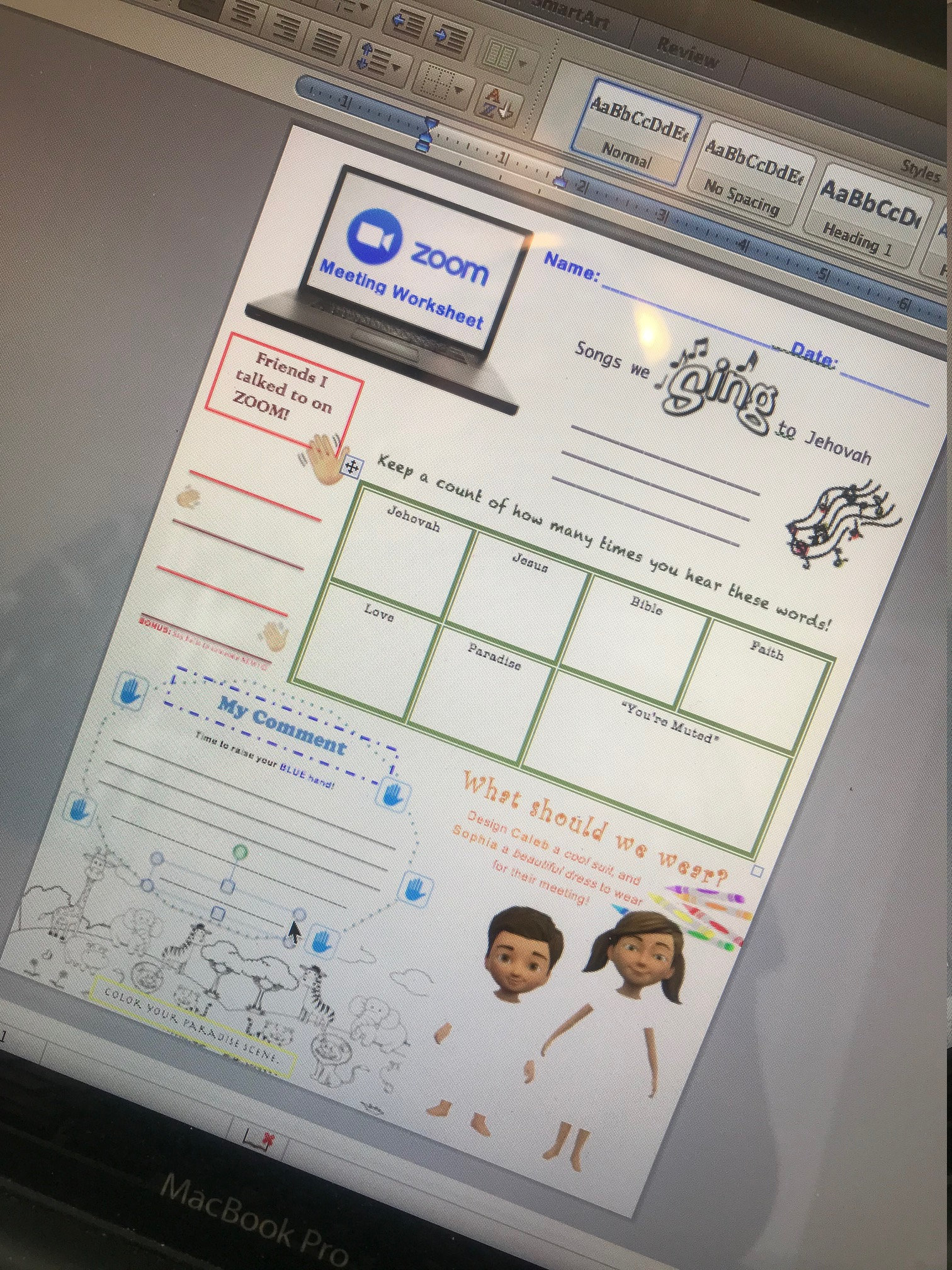 Zoom Meeting Worksheet (endless Amount of Prints) - Etsy