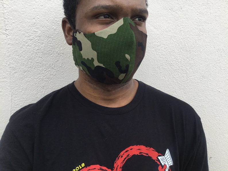 Jamaican-Made Camouflage Face Mask Triple Layer with One | Etsy
