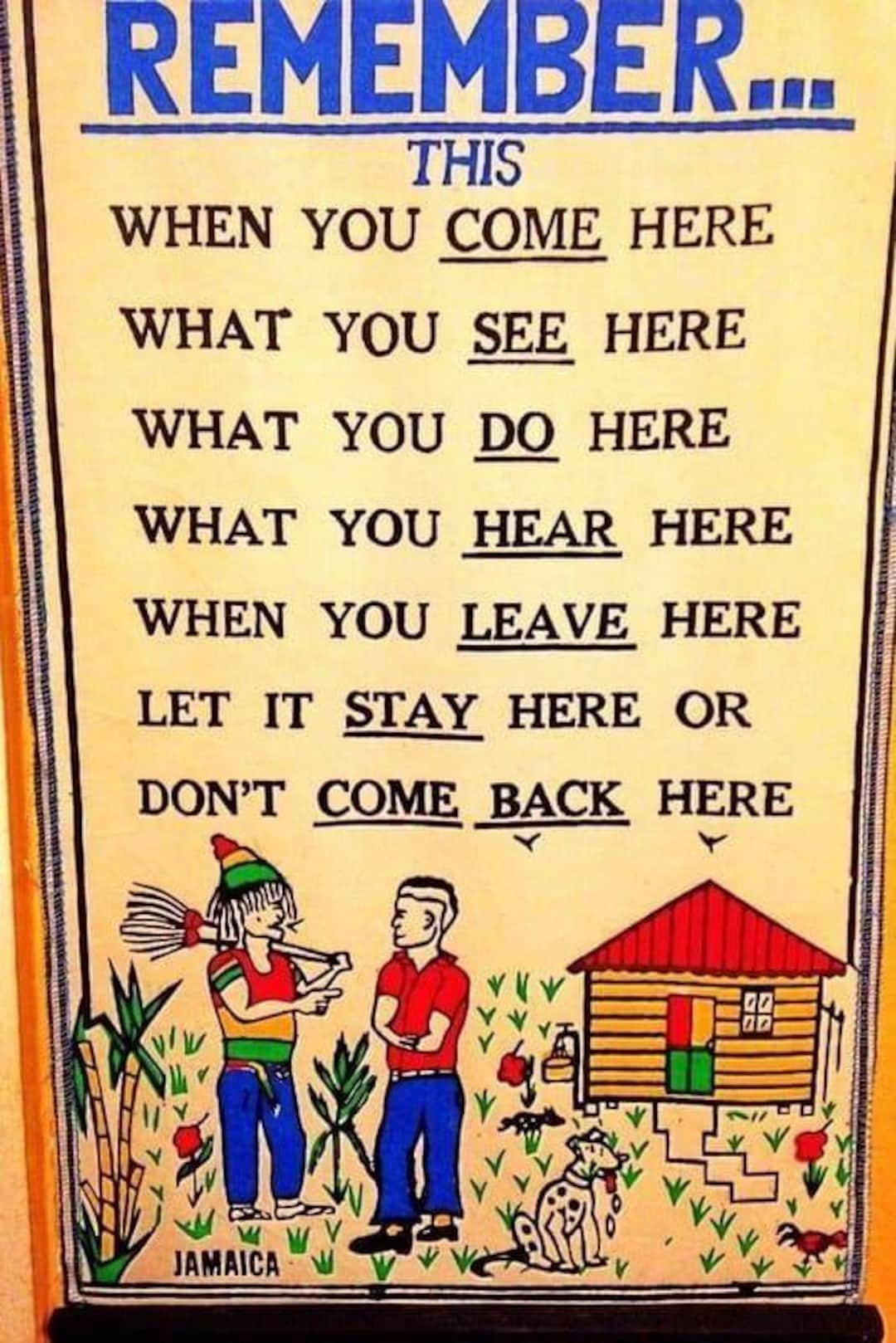 Remember This: Jamaican Rules Wall Hanging/perfect for Home Decor or ...