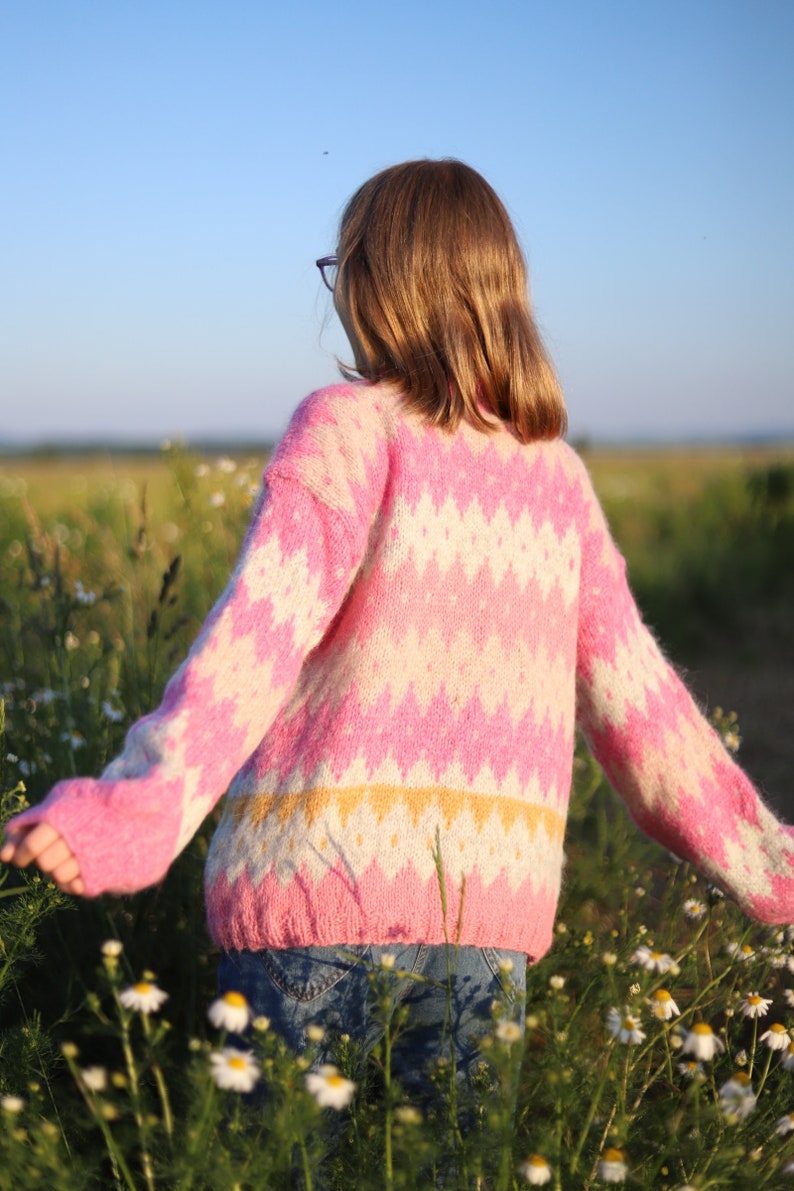 PRIADKA Hand-knitted Sweater, Norwegian Fair-isle, Icelandic, Wool ...