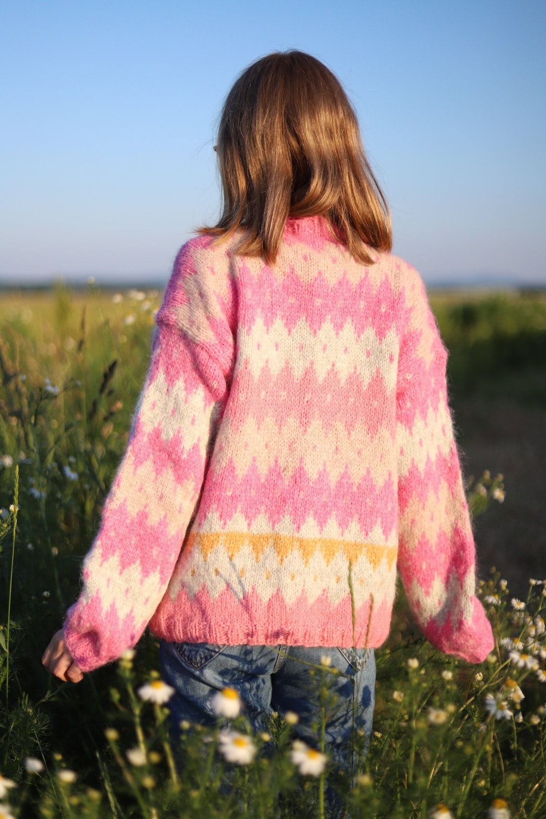 PRIADKA Hand-knitted Sweater, Norwegian Fair-isle, Icelandic, Wool ...