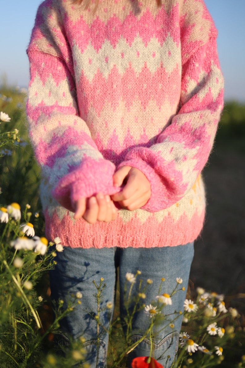 PRIADKA Hand-knitted Sweater, Norwegian Fair-isle, Icelandic, Wool ...