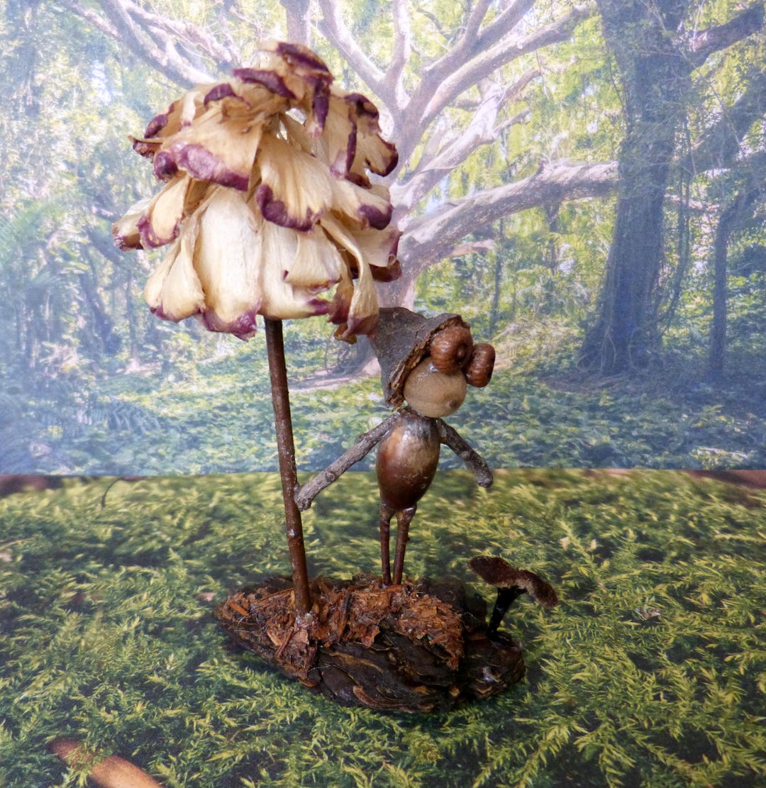 Pixie Forest Folk Under Tree With Mushroom Acorn People Pixie Hand Made ...