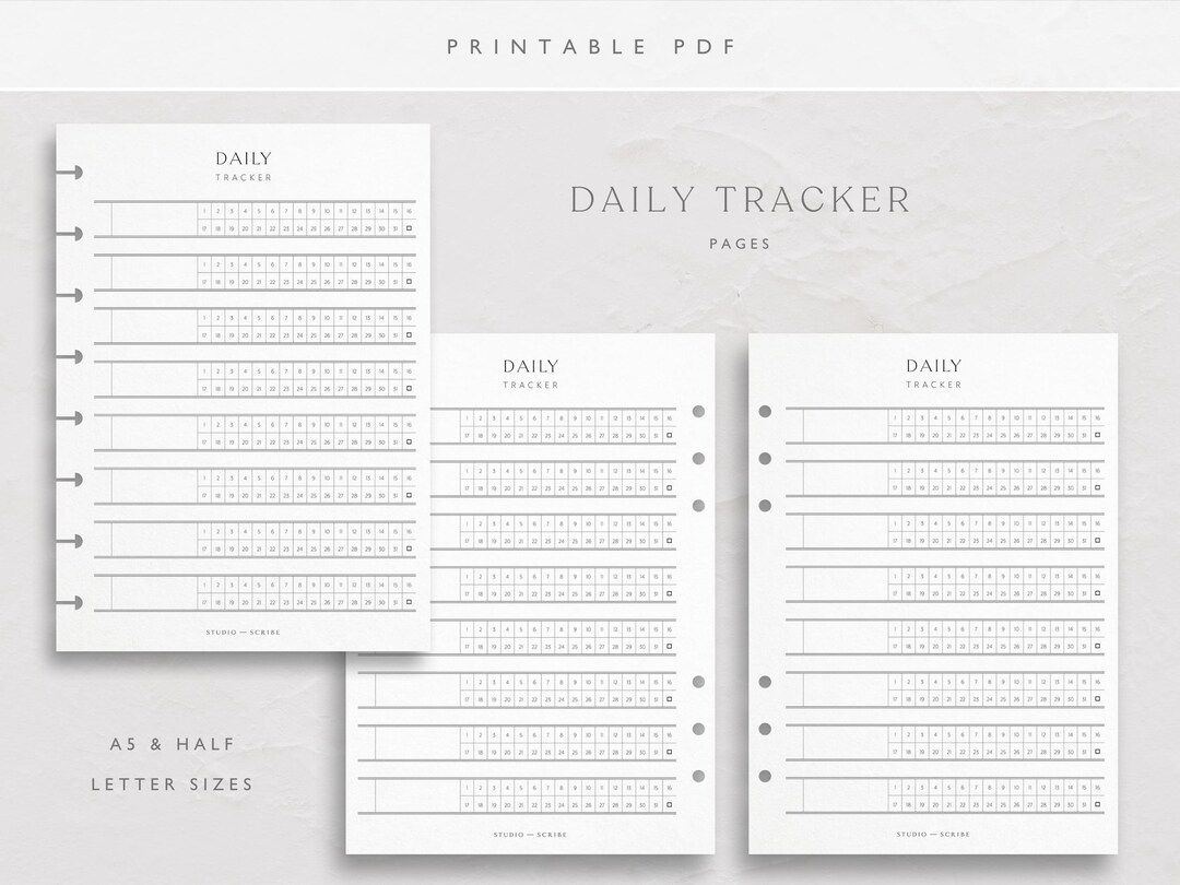 Printable Planner Daily Habit Tracker Pages Daily Tracker PDF Progress ...