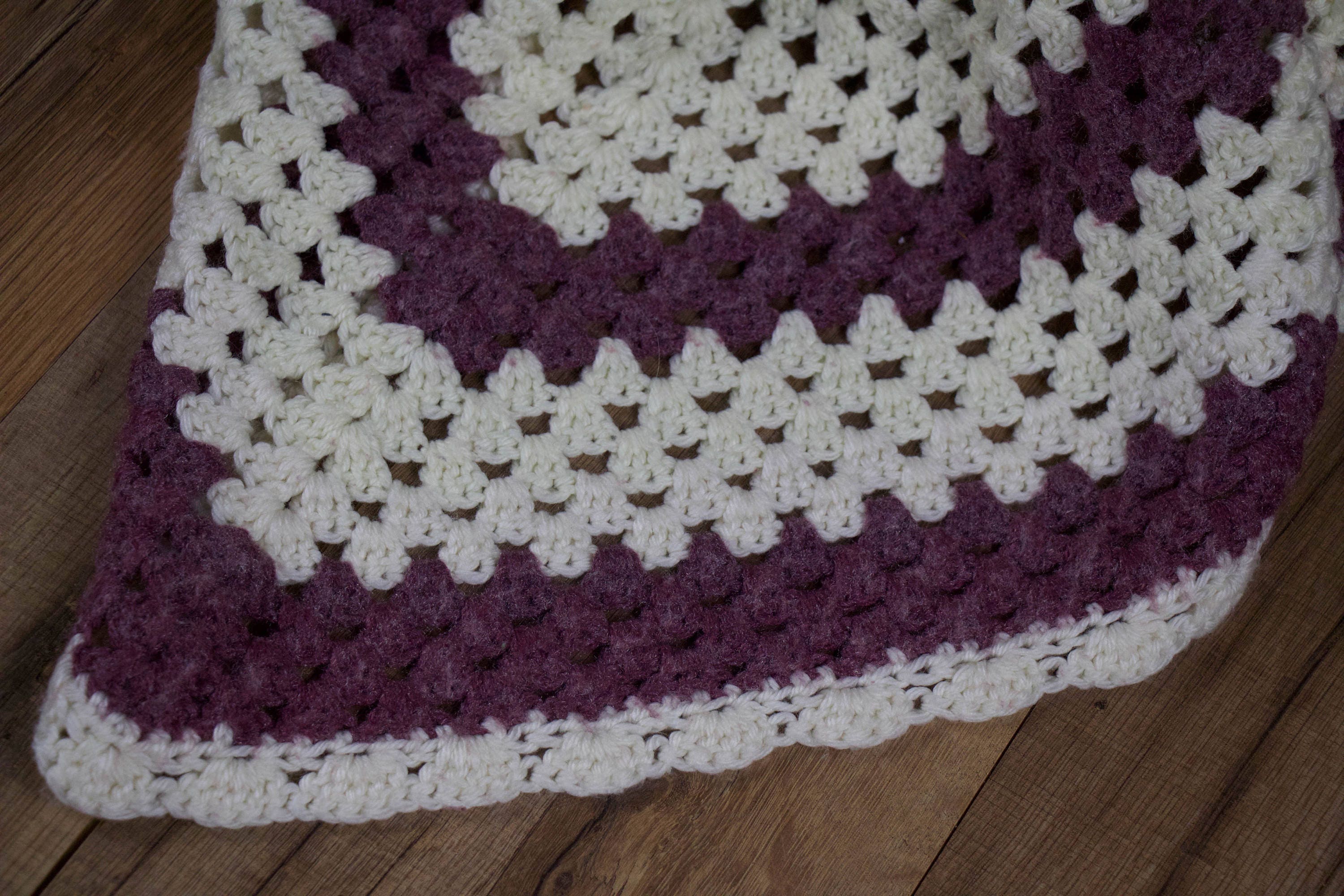 Vintage Plum & Creamy White Square Afghan, Photography Photo Prop - Etsy