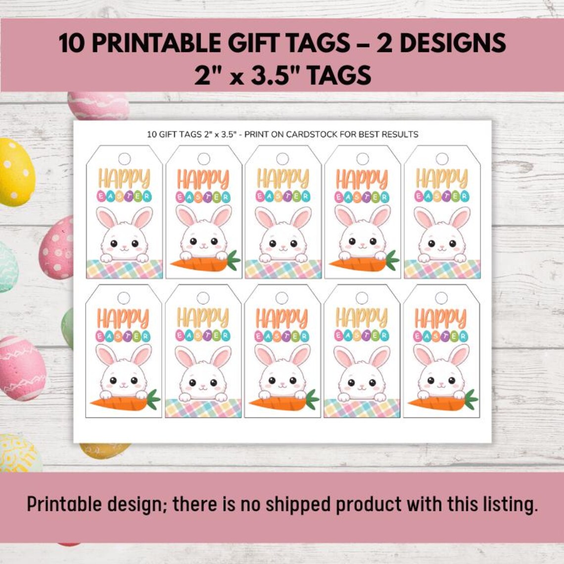 Printable Bunny Easter Gift Tags | Kids Classroom Treat Favor (PDF ...