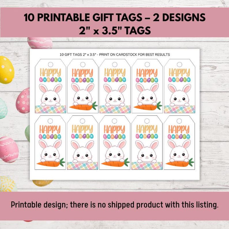 Printable Bunny Easter Gift Tags | Kids Classroom Treat Favor (PDF ...
