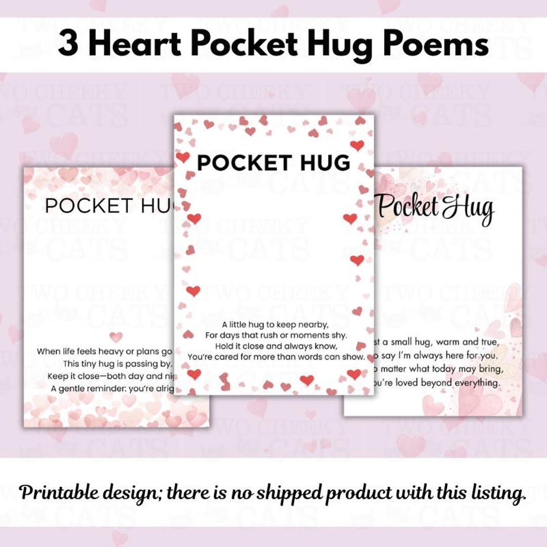 Heart Themed Pocket Hug Printable Backing Cards – Instant Download - Etsy
