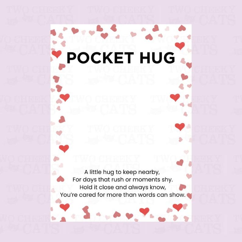 Heart Themed Pocket Hug Printable Backing Cards – Instant Download - Etsy