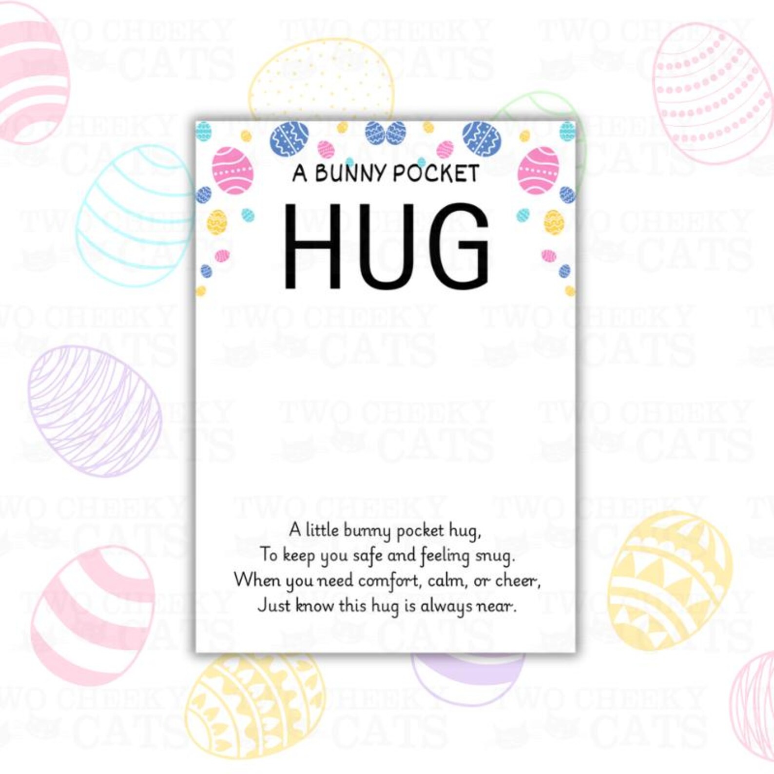 Easter Bunny Pocket Hug Poems | Printable Cards (instant Download PDF ...