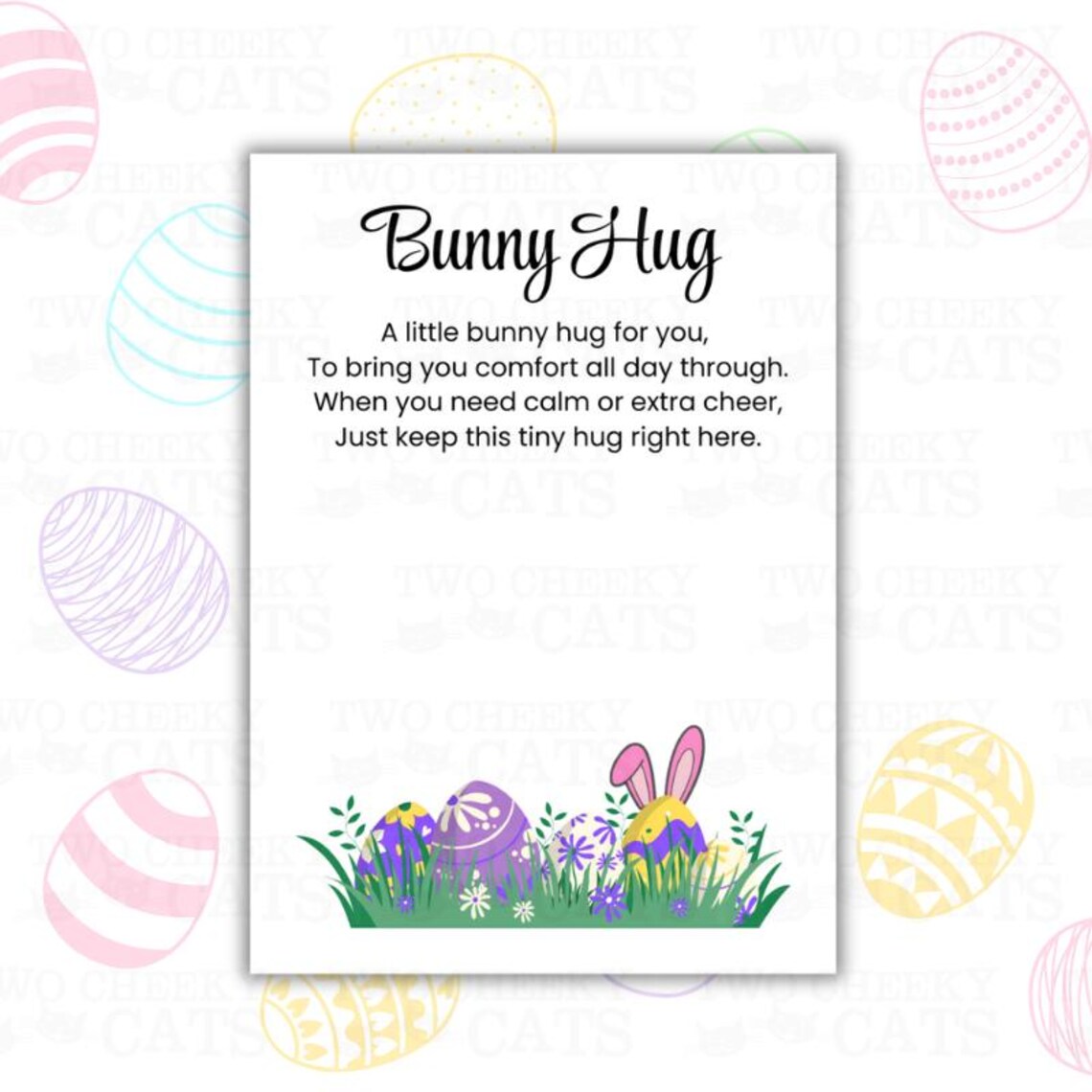 Easter Bunny Pocket Hug Poems | Printable Cards (instant Download PDF ...