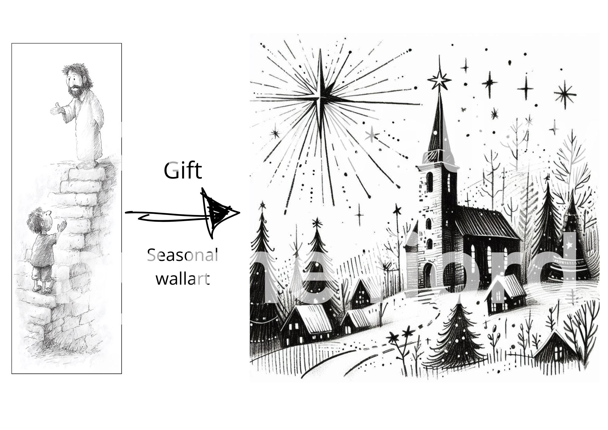 16 Christian Christmas Motif Bookmarks in Black and White for Printing ...