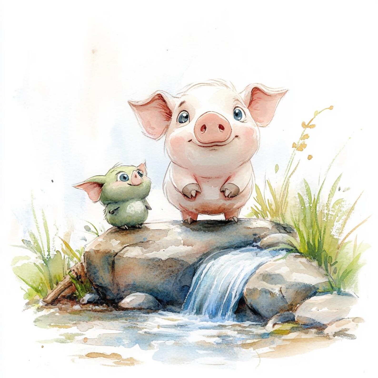 Cute Pigs Clipart, PNG Bundle, Watercolor Style Illustrations ...
