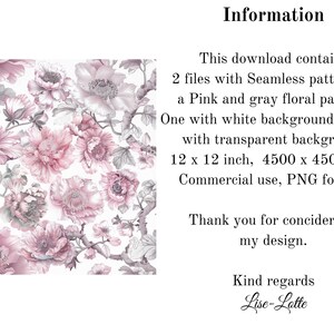 Pink and Gray Seamless Pattern Vintage Pink Motive of Flowers and ...