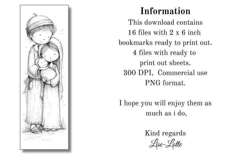 16 Christian Christmas Motif Bookmarks in Black and White for Printing ...