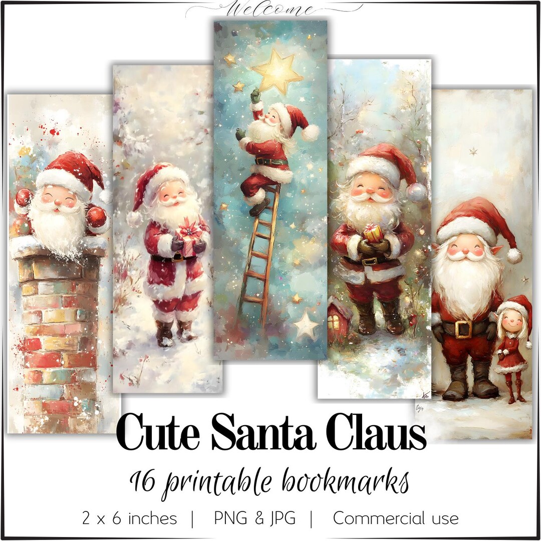 16 Cute Holiday Bookmarks Designs of Santa Claus and His Friends. for ...