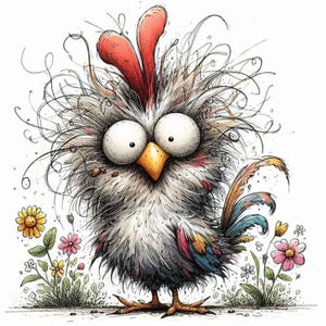 12 Whimsical Easter Roosters, Funny Easter Clipart, Digital Download ...