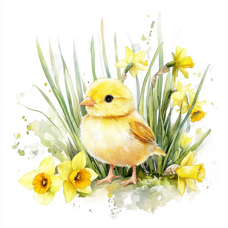 Easter, Chicks, Clipart, PNG Bundle, Watercolor Style Illustration ...