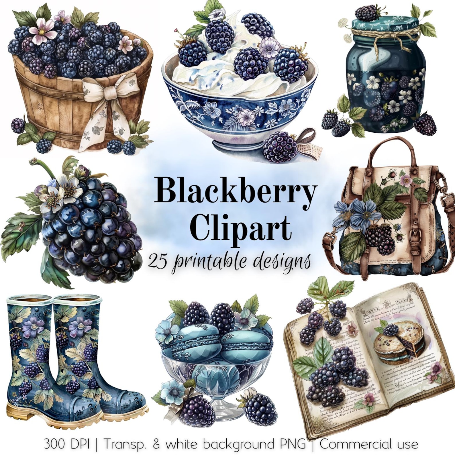 Blackberry Clipart for Journals or Scrapbooking 50 Designs to Download ...