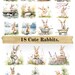 Cute Rabbit Clipart, PNG Bundle, Watercolor Style Illustrations ...