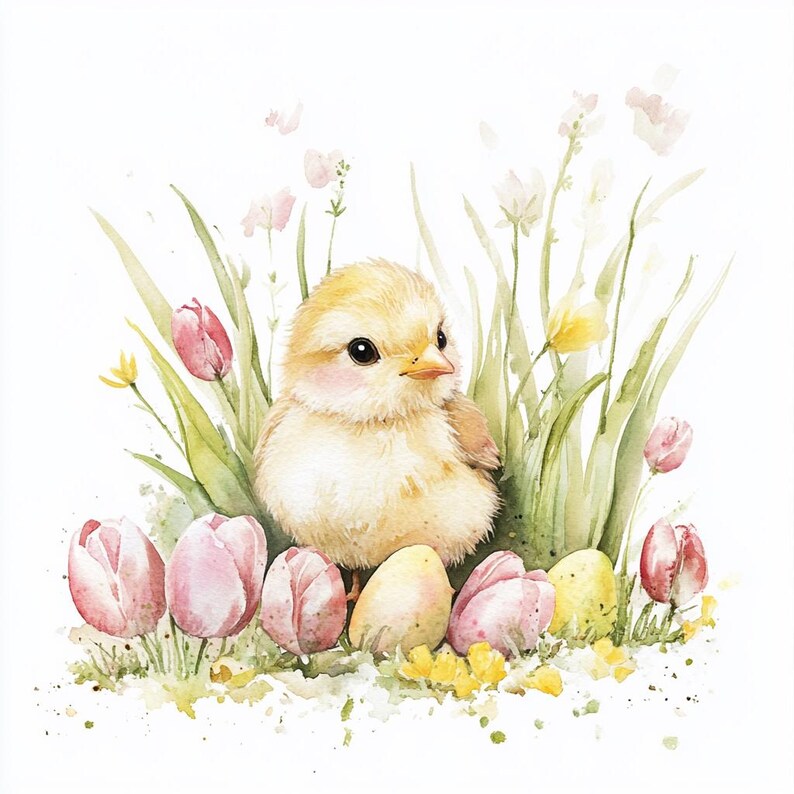 Easter, Chicks, Clipart, PNG Bundle, Watercolor Style Illustration ...