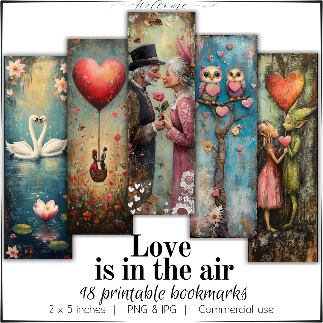 Valentine’s Day • Romantic Bookmarks for Readers • Gift Book Lovers ...