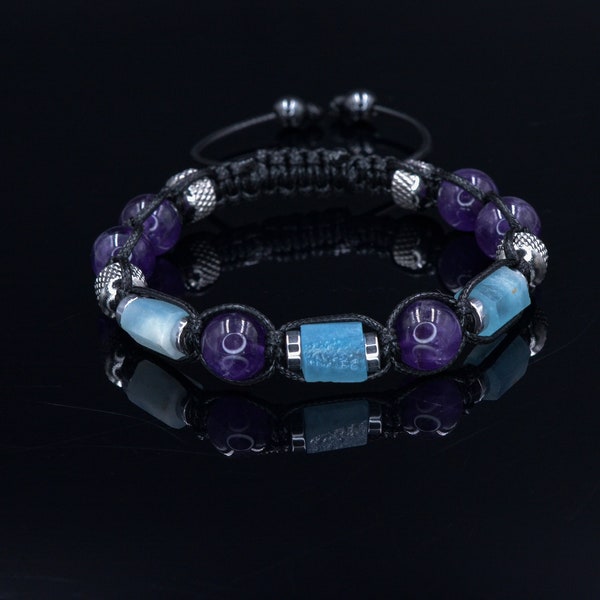 Amethyst and Aquamarine Bracelet for Men - Etsy