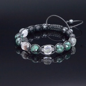 Genuine Emerald Bracelet for Men - Men's Emerald Phantom Quartz Onyx ...