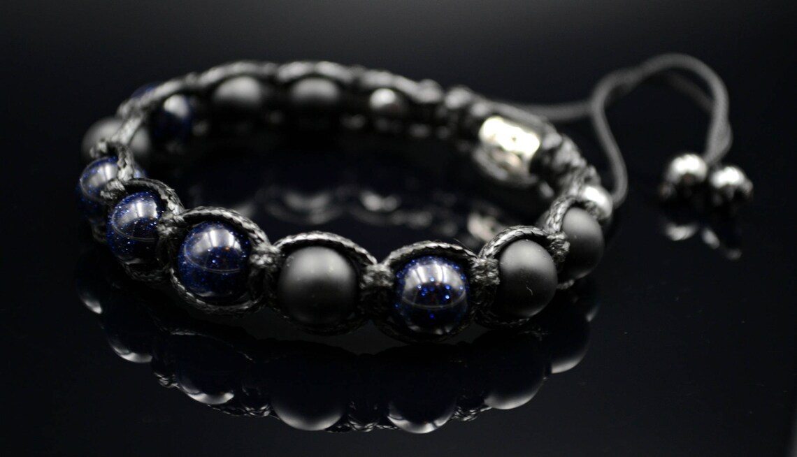 Men's Blue Sandstone Bracelet Beaded Bracelet Stone | Etsy