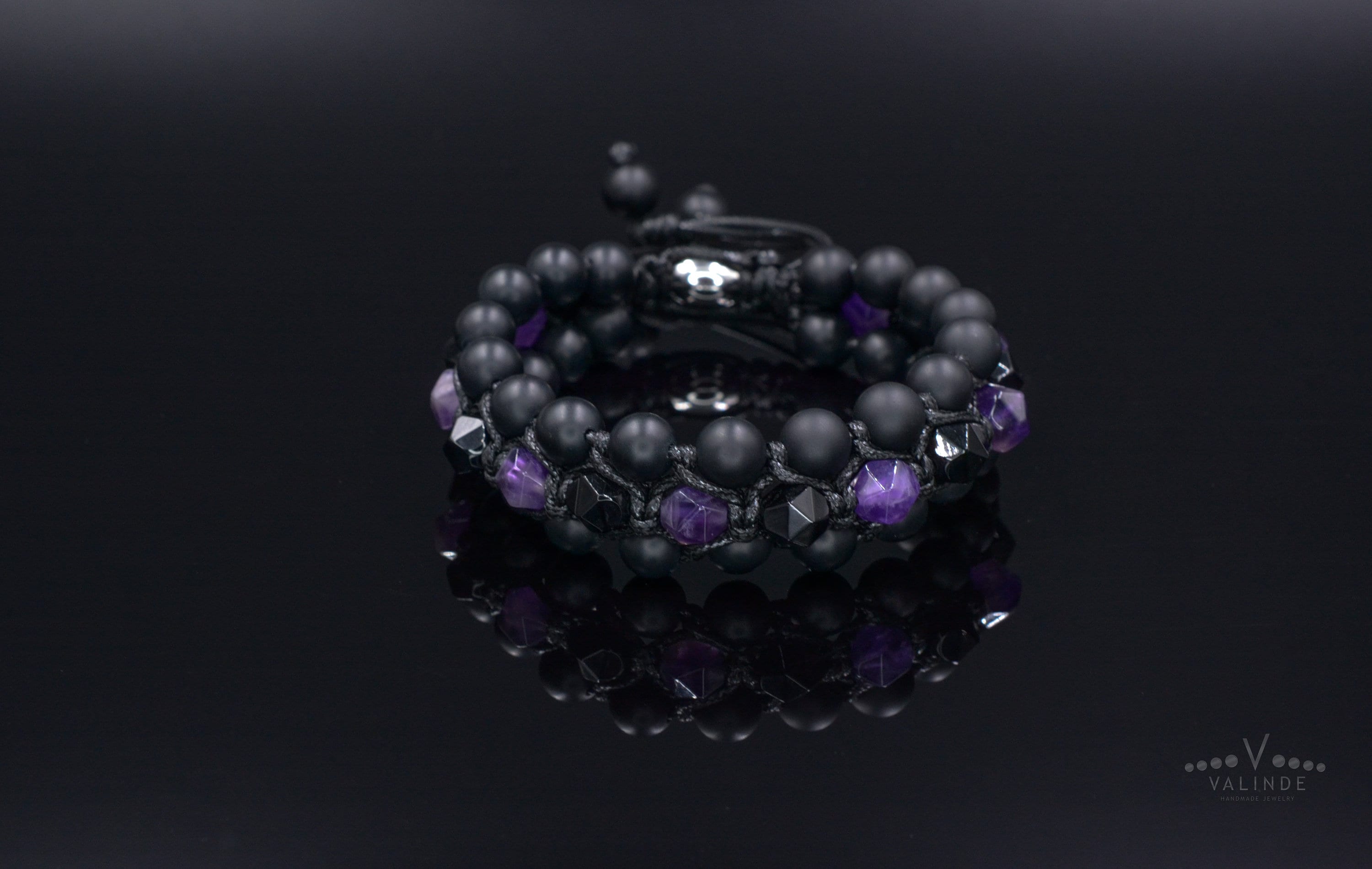 Men's Amethyst Crystal Bracelet 3 Row Stone Bracelet Agate Bracelet ...