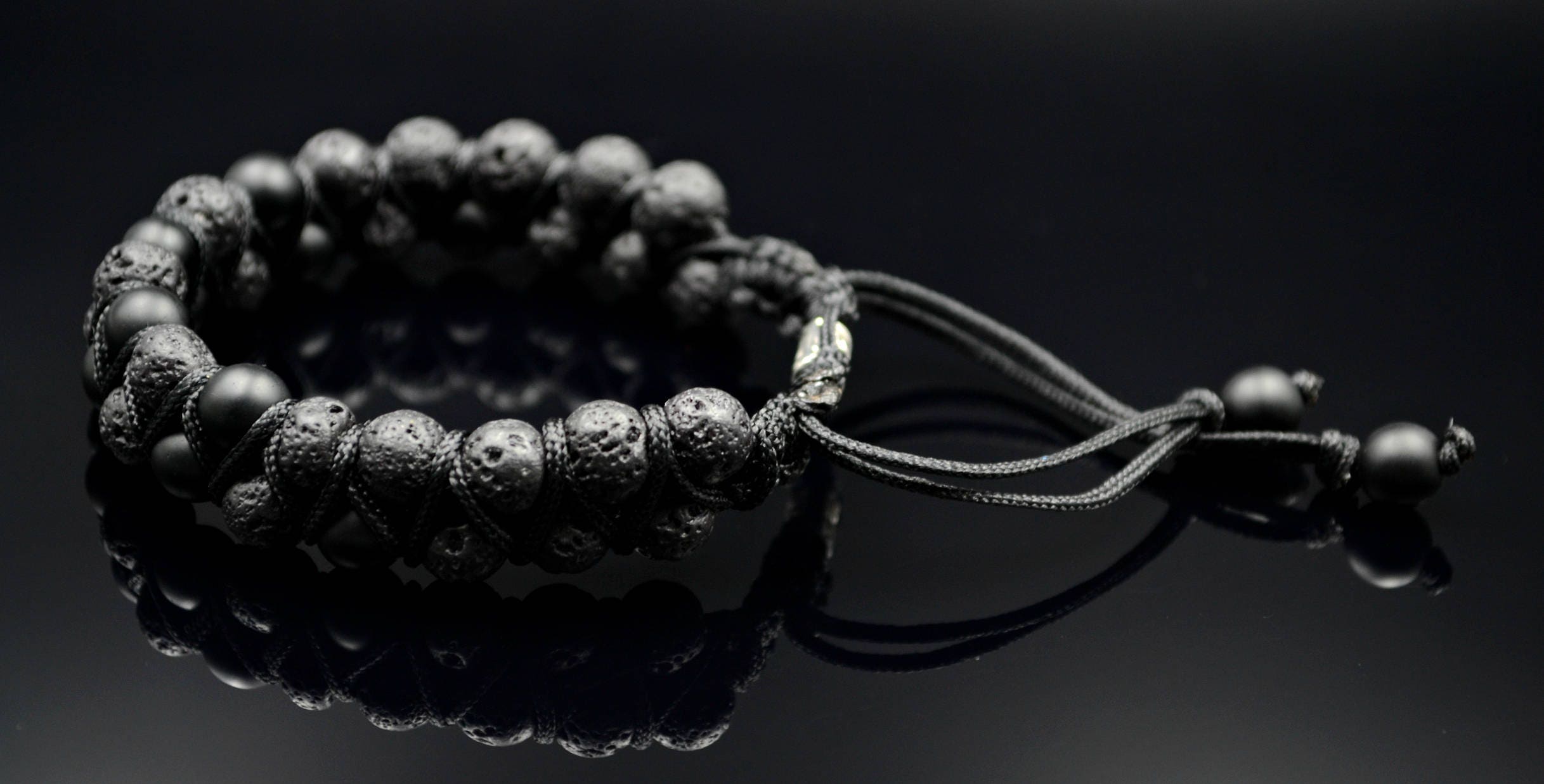Men's Double Bracelet Black Bracelet Lava Stone Bracelet - Etsy
