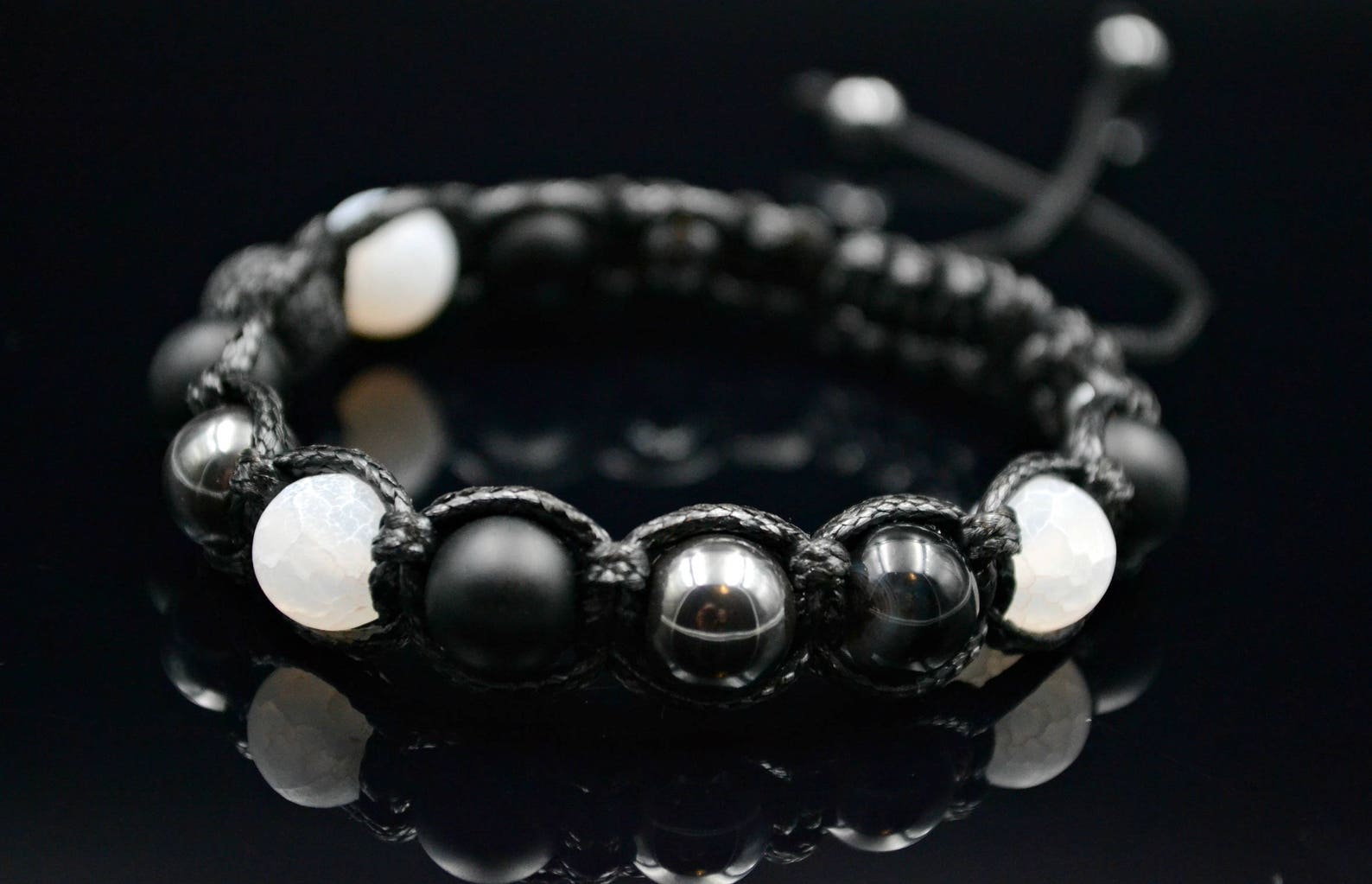Men's Hematite Bracelet Frost Agate Bracelet Gemstone - Etsy