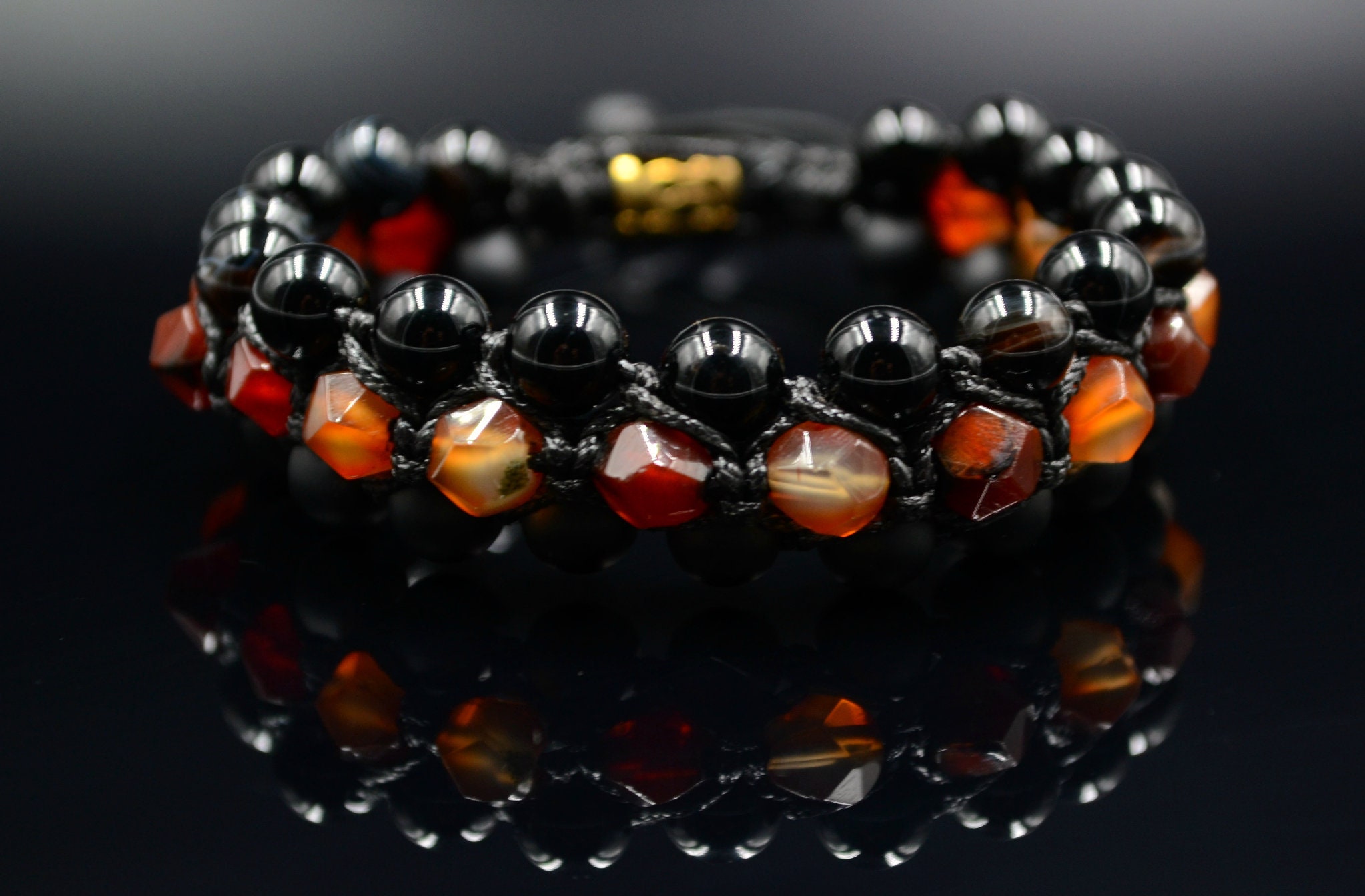 Men's Fire Agate Bracelet 3 Row Bracelet Macrame Beaded | Etsy