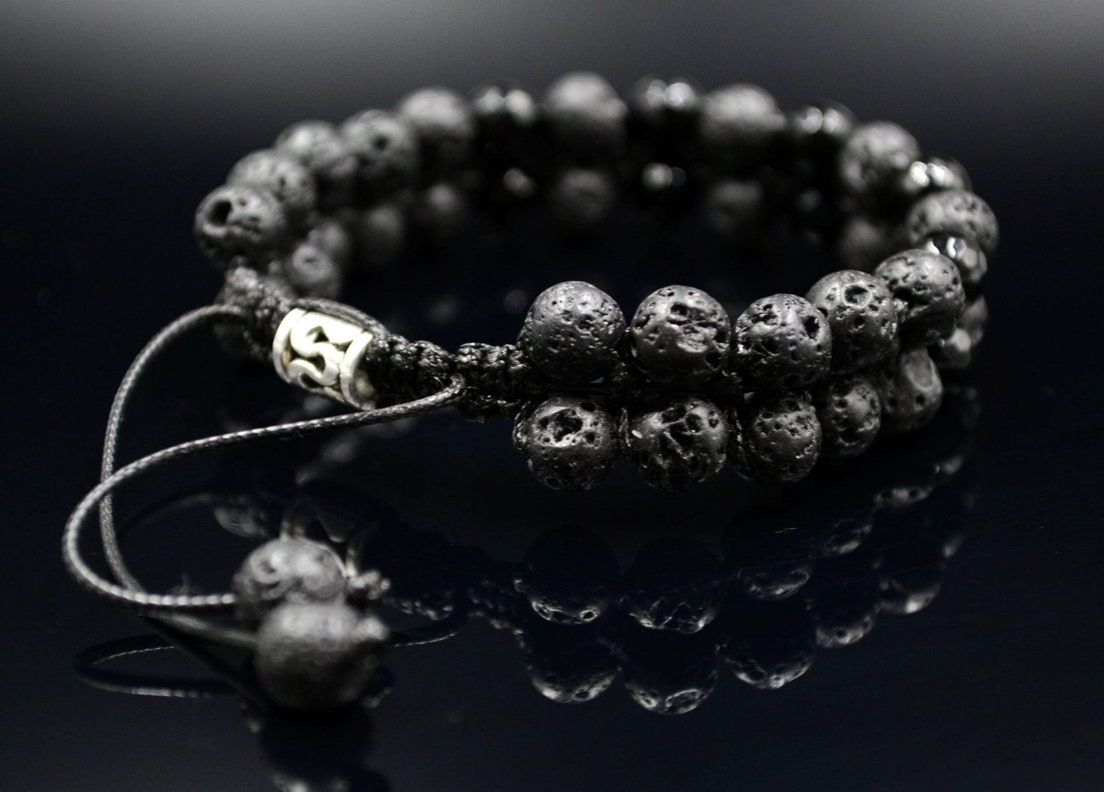 Lava Stone Double Bracelet for Men Men's Bracelet Black - Etsy