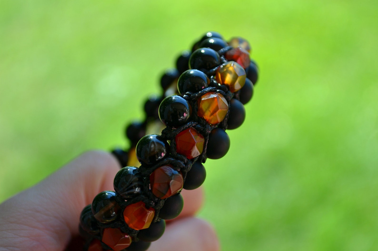 Men's Fire Agate Bracelet 3 Row Bracelet Macrame Beaded - Etsy