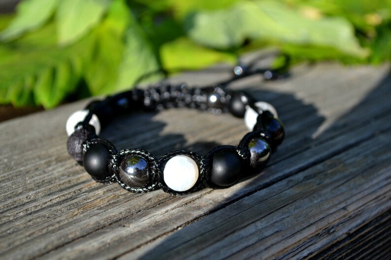 Men's Hematite Bracelet Frost Agate Bracelet Gemstone - Etsy