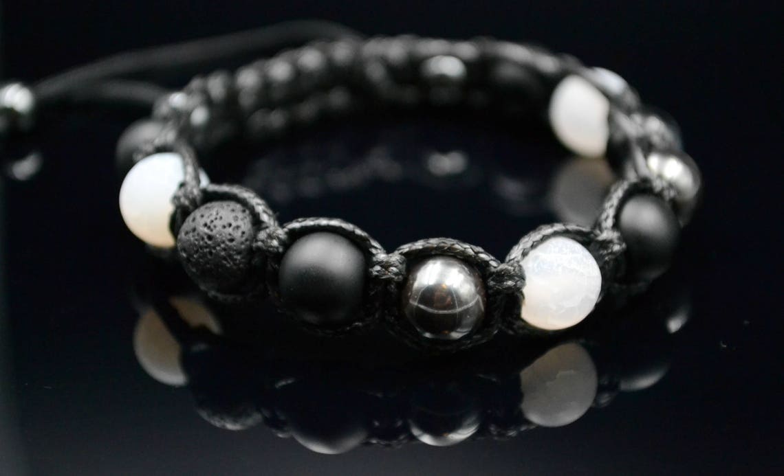 Men's Hematite Bracelet Frost Agate Bracelet Gemstone | Etsy